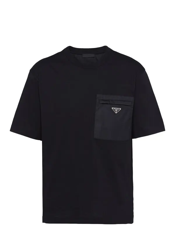Prada Re-nylon And Jersey T-shirt - Black
