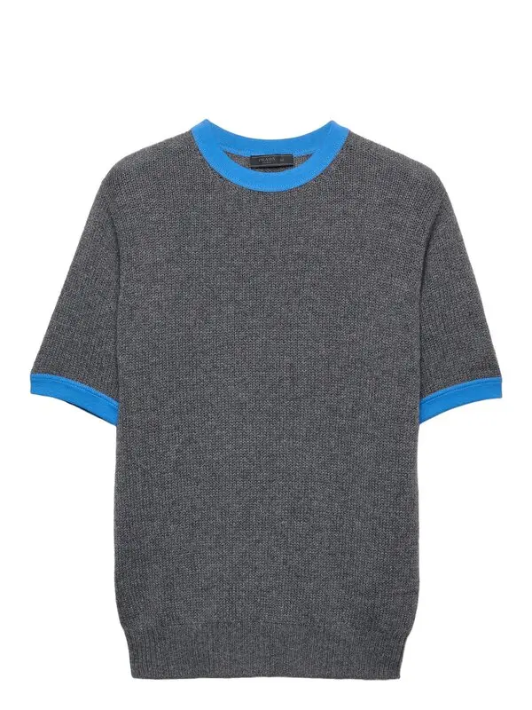 Prada Cashmere And Jersey Short-sleeved Sweater - Grey