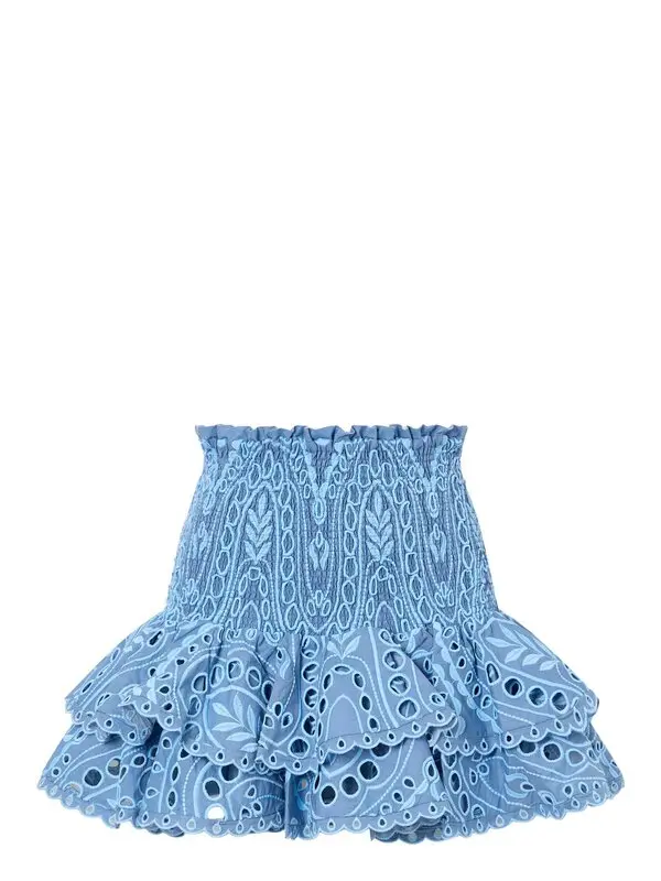 Charo Ruiz Ibiza Nerissa Broderie Anglaise Mini Skirt - Blue