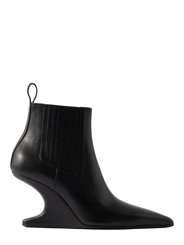 Rick Owens Cantilever Leather Ankle Boots - Black
