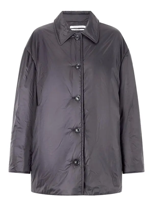 Another Tomorrow Balmacaan Padded Recycled-shell Coat - Black