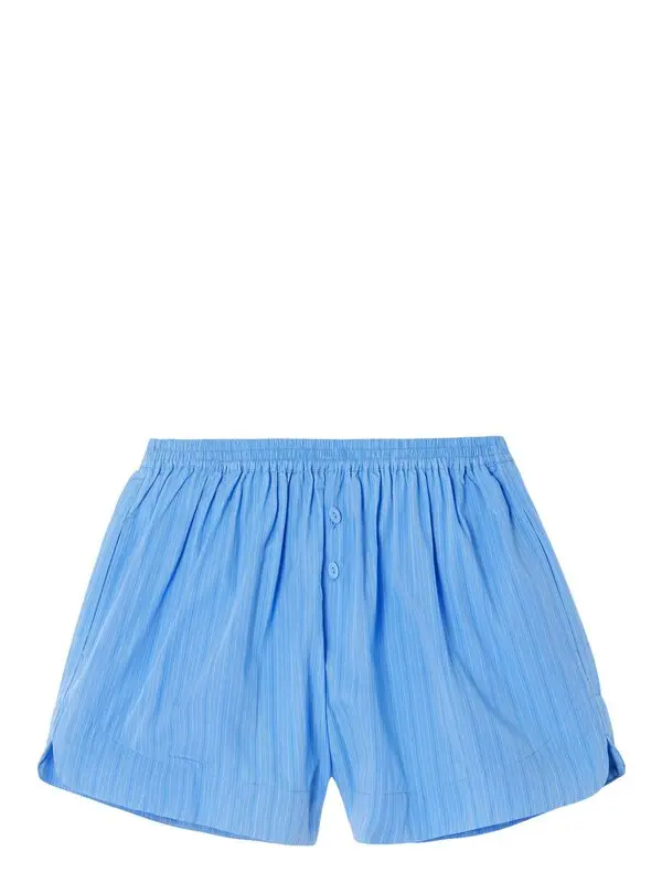 Faithfull The Brand Lonia Pinstriped Organic Cotton-poplin Shorts - Blue