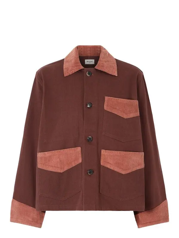 BODE Corduroy-trimmed Cotton-twill Craft Jacket - Brown