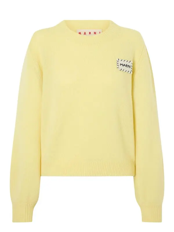 Marni Appliquéd Cashmere Sweater - Yellow