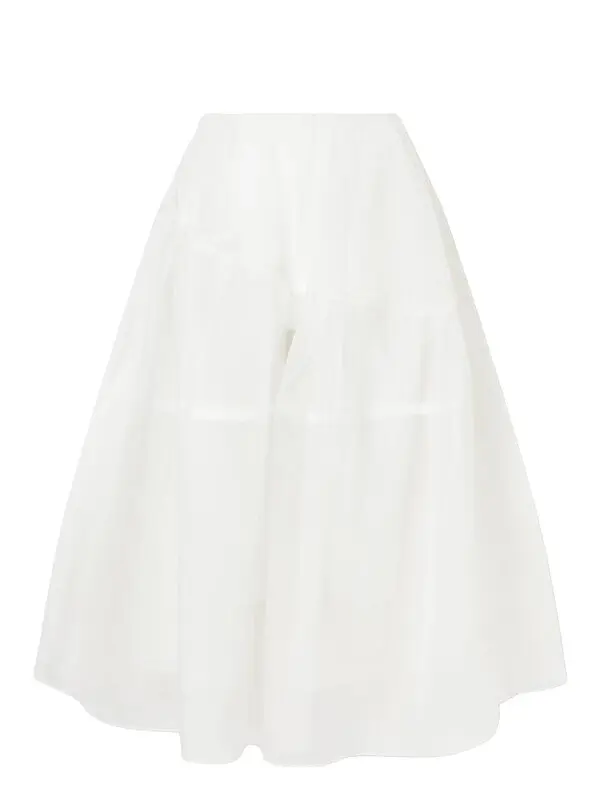Simone Rocha Layered Pleated Silk-organza Midi Skirt - Ivory
