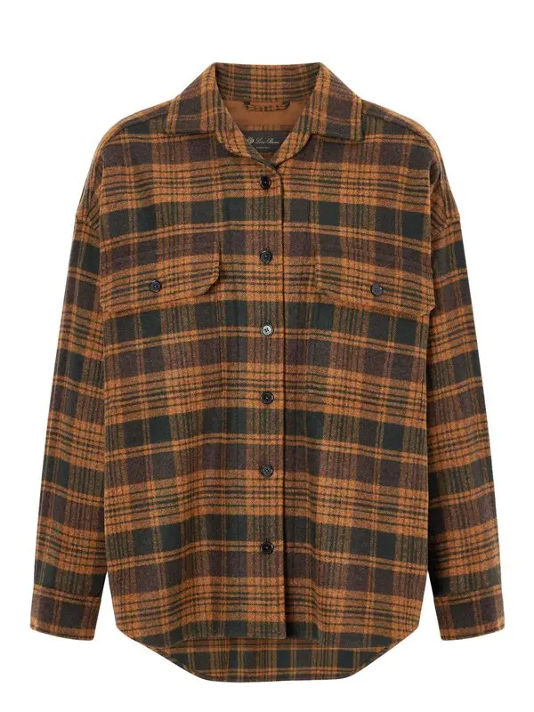 Loro Piana Darby Checked Wool And Cashmere-blend Shirt - Brown