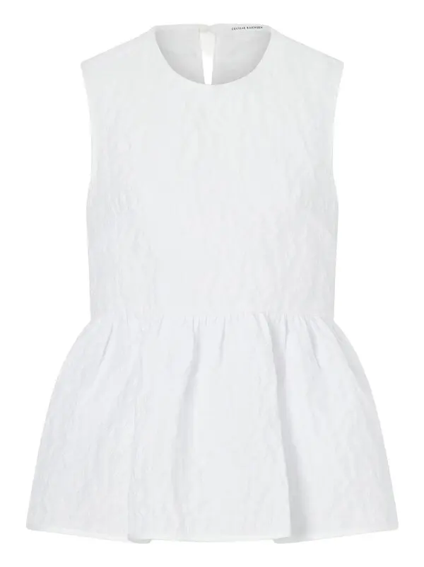 Cecilie Bahnsen Margueritte Embroidered Peplum Top - White