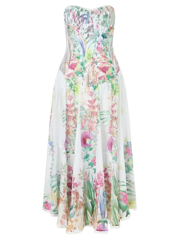 Charo Ruiz Ibiza Illyr Floral-print Midi Dress - White