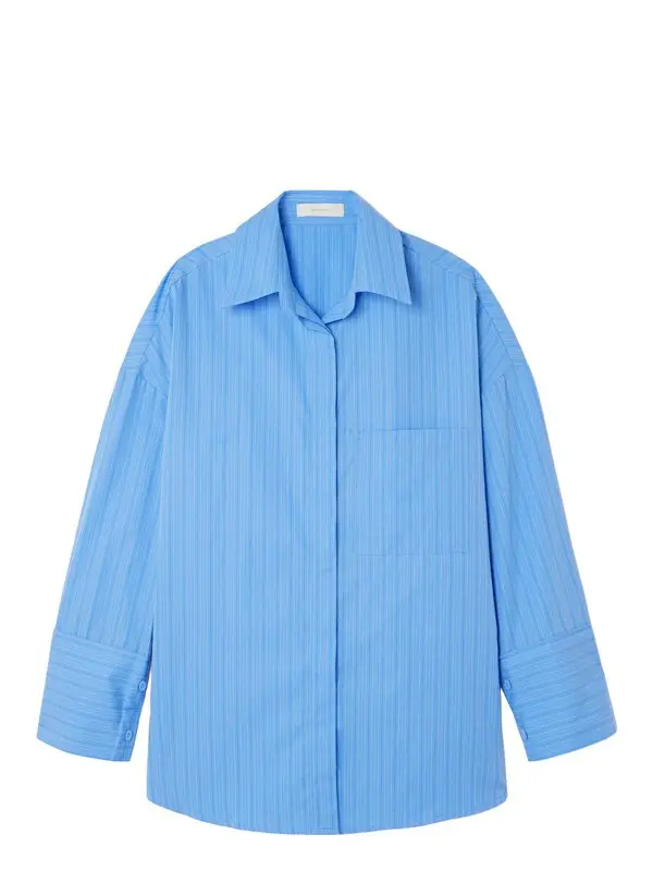 Faithfull The Brand Clemente Oversized Pinstriped Shirt - Blue