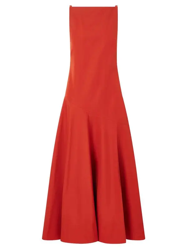 Adam Lippes Ren Cotton-poplin Midi Dress - Red