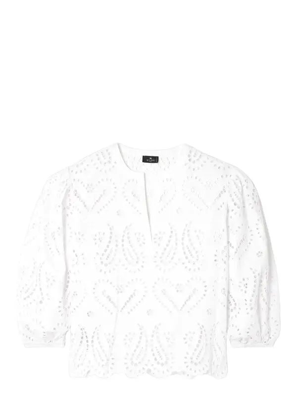 Etro Scalloped Broderie Anglaise Cotton-blend Poplin Blouse - White