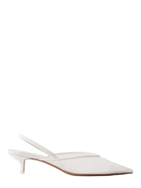 NEOUS Irena Lace And Satin-trimmed Mesh Slingback Pumps - White