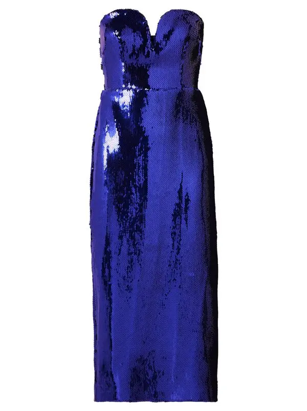 Alex Perry Strapless Sequined Midi Dress - Blue