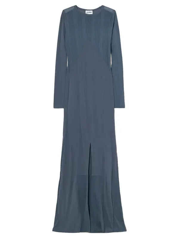 Jean Paul Gaultier Paneled Ribbed Stretch-jersey Maxi Dress - Blue