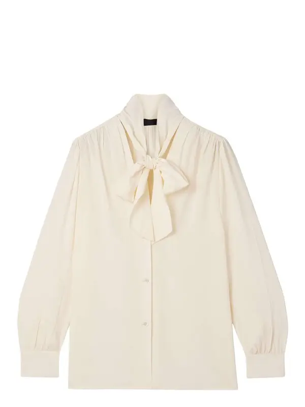 NILI LOTAN Colt Pussy-bow Silk Blouse - Ivory