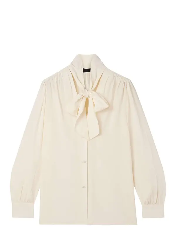 NILI LOTAN Colt Pussy-bow Silk Blouse - Ivory