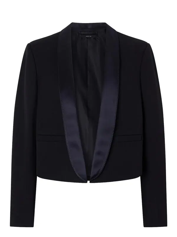 TOM FORD Cropped Grain De Poudre Wool Blazer - Black