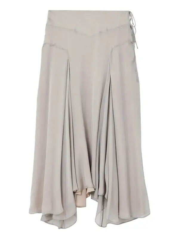 KALLMEYER Alyse Asymmetric Pleated Silk-chiffon Skirt - Gray
