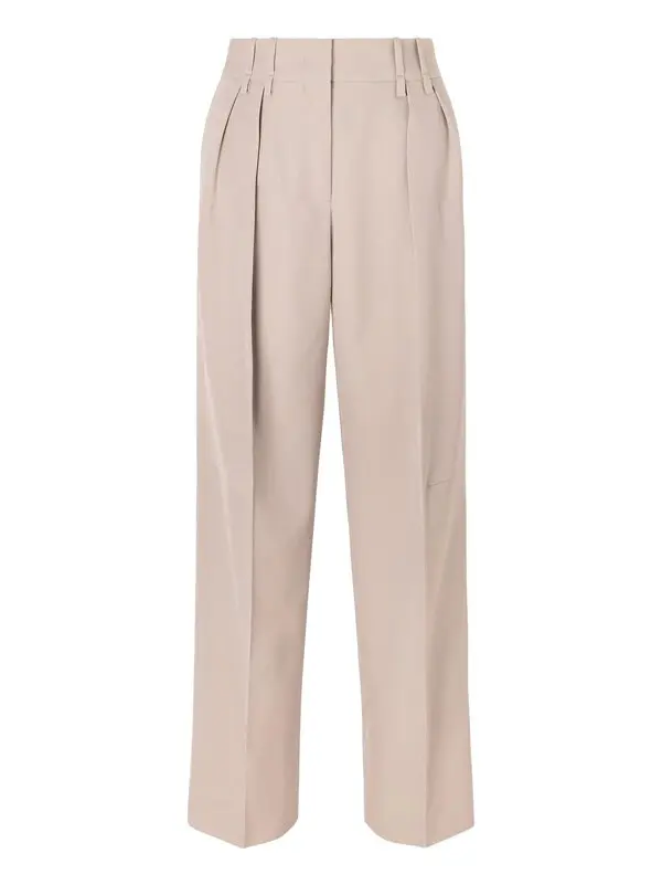 JIL SANDER Pleated Wool-twill Straight-leg Trousers - Neutrals
