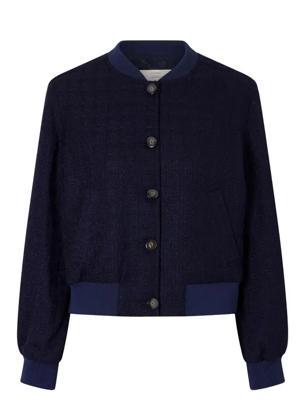 Giuliva Heritage Wool-blend Bouclé-tweed Bomber Jacket - Navy