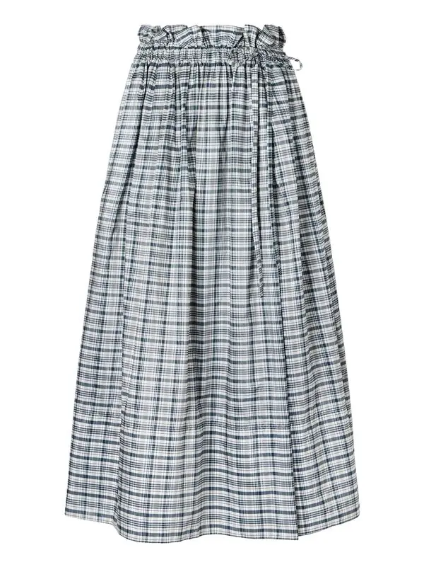 JIL SANDER Checked Silk-blend Midi Skirt - Forest Green