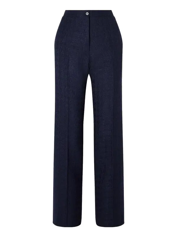 Giuliva Heritage Janice Wool-blend Bouclé-tweed Straight-leg Trousers - Blue