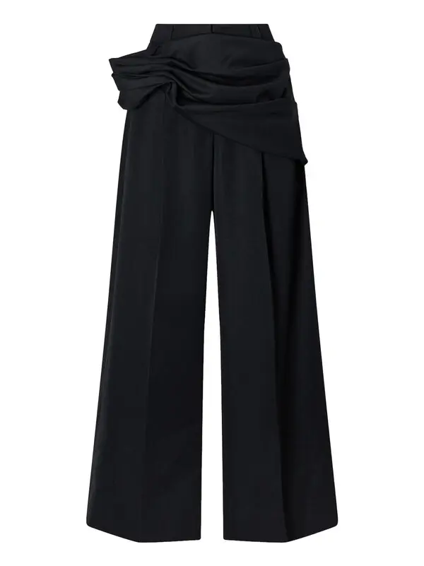 Simone Rocha Gathered Crepe Wide-leg Pants - Black