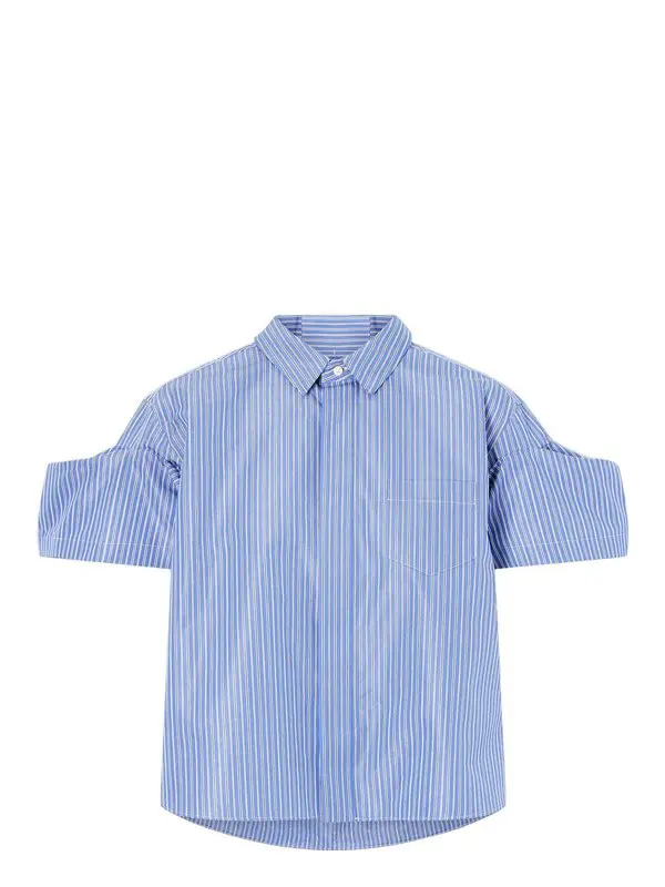 Sacai Striped Cotton-blend Poplin Shirt - Blue