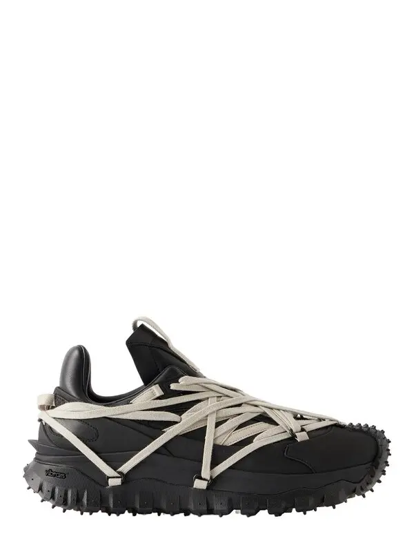 Rick Owens Moncler Trailgrip Megalace Leather Sneakers - Black
