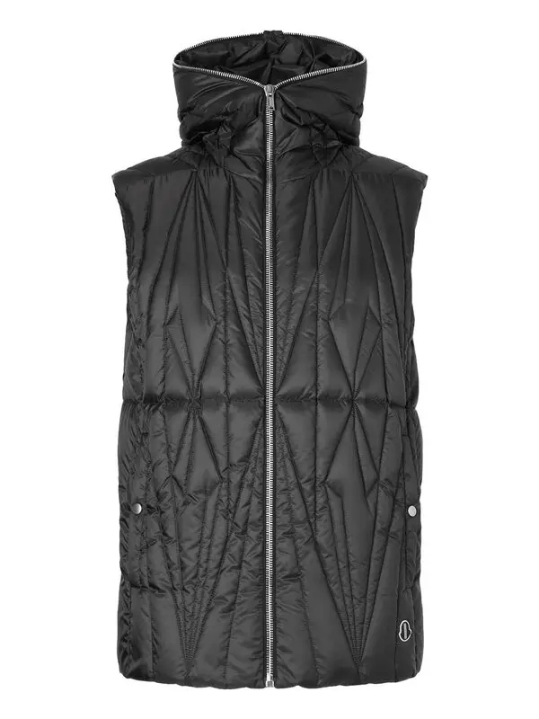 Rick Owens Moncler + Quilted Shell Hooded Down Gilet - Black