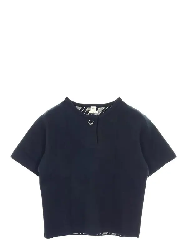 Hermès 10s Cashmere Button Knit Short Sleeve Top - Blue
