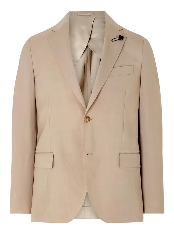 LARDINI Embellished Virgin Wool Suit Jacket - Neutrals