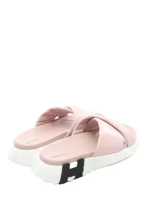 Hermès 2010s Leather Platform Sandals - Pink