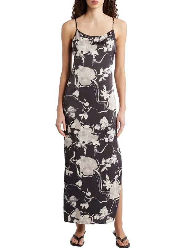 Sam Edelman Floral Scoop Neck Maxi Dress - Black