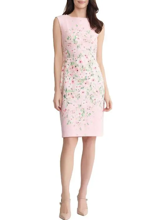KASPER Floral Print Sleeveless Sheath Dress - Tutu Pink Multi