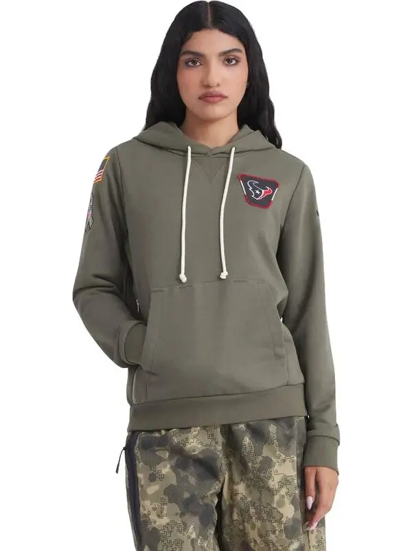 Nike Houston Texans 2025 Salute To Service Sideline Standard Issue Dri-fit Hoodie - Olive