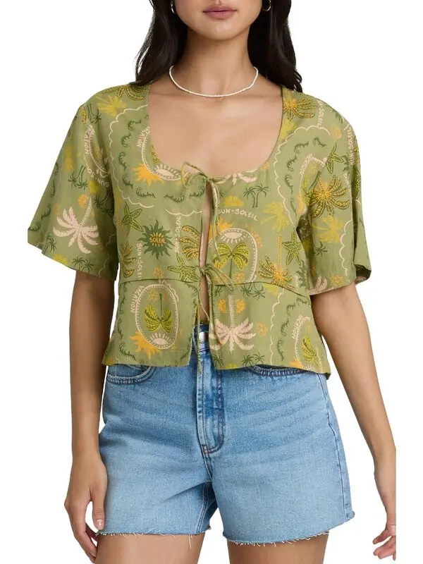 BILLABONG Tie Front Top - Cedar