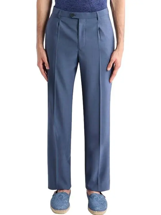 Etro Roma Single-pleat Wool Pants - Indaco