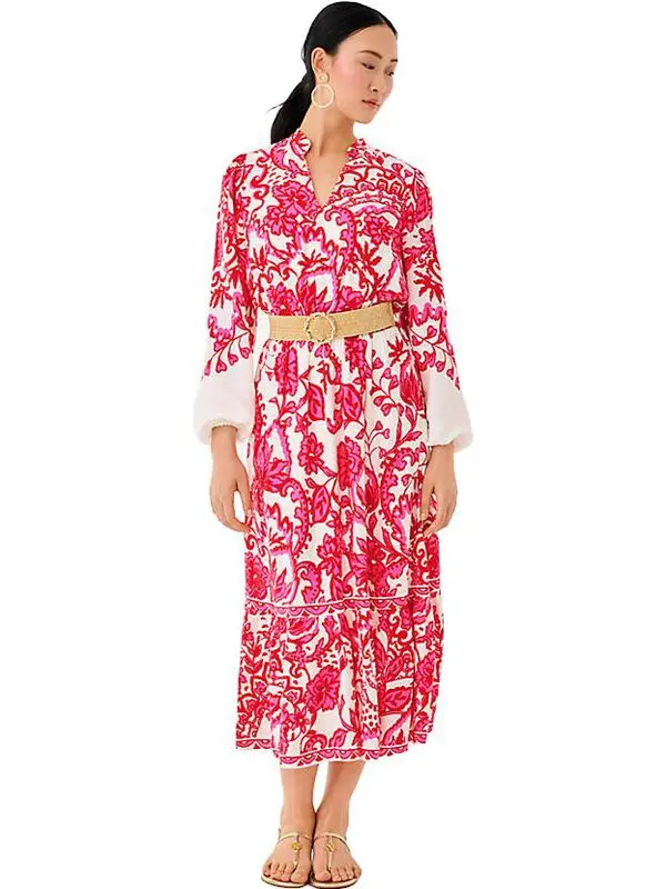 Lilly Pulitzer Axton Midi Dress - Coconut Spicy Socialite Engineered Midi Dress