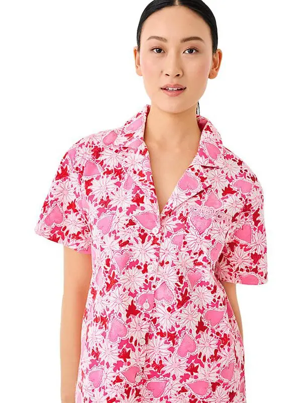 Lilly Pulitzer® Mari Pajama Button-up Top - Coconut Dear Heart