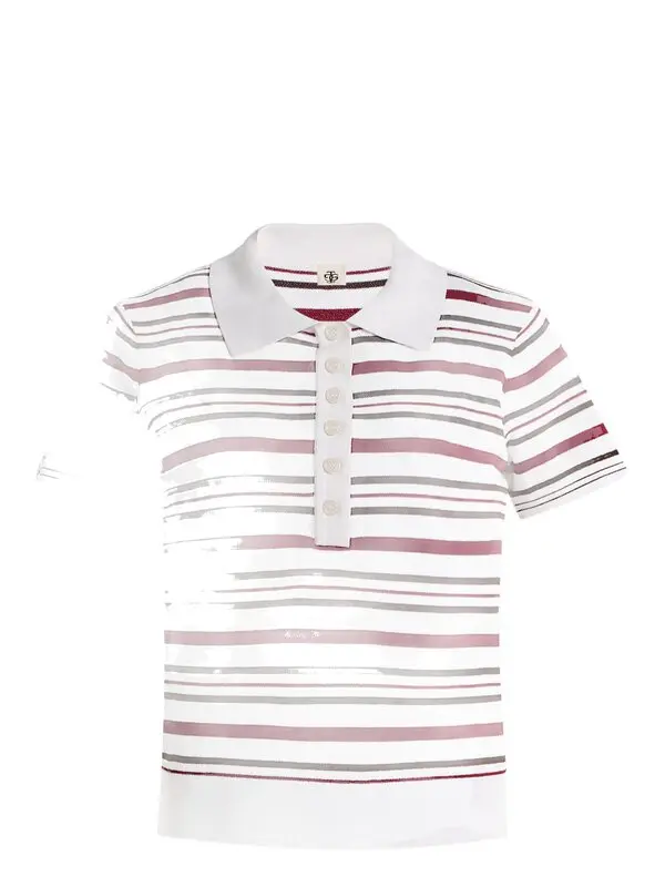 THE GARMENT Madison Striped Knit Polo - Red