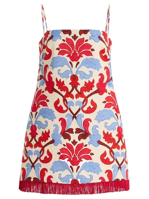 Cara Cara Valencia Fringed Mini Dress - Red