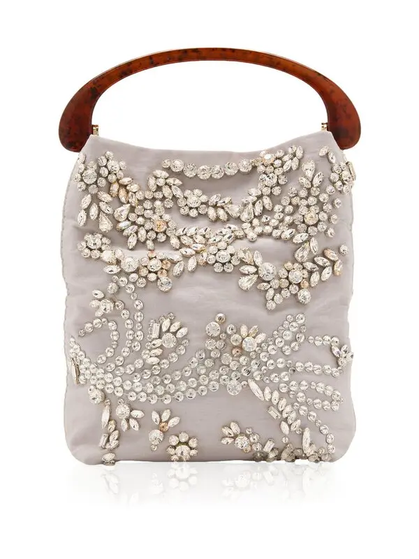 Dries Van Noten Crystal-embellished Pouch Bag - White