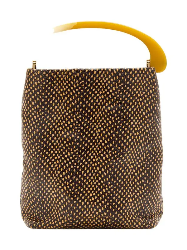 Dries Van Noten Printed Leather Top Handle Bag - Brown