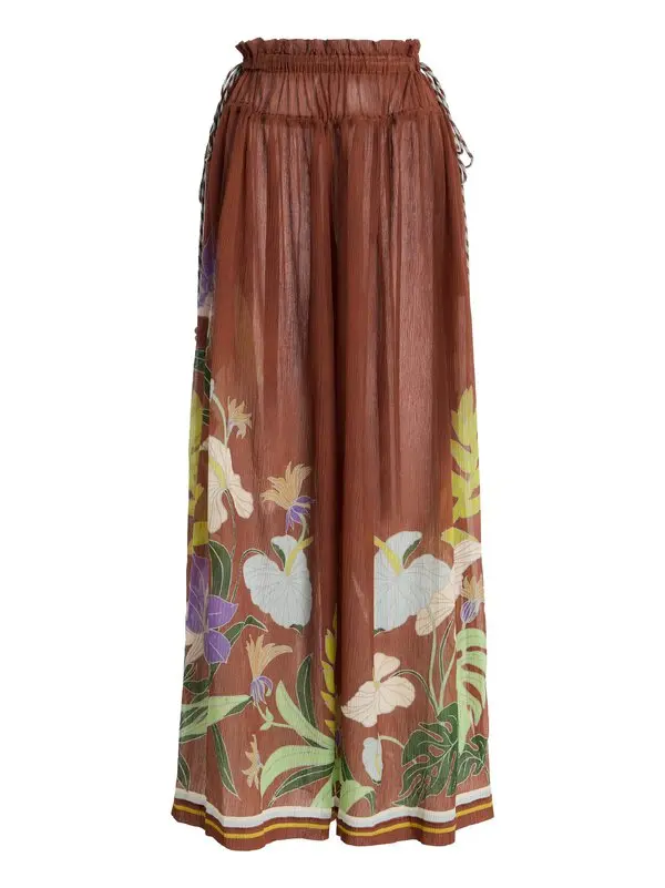 ALEMAIS Cotton-silk Wide-leg Pants - Brown
