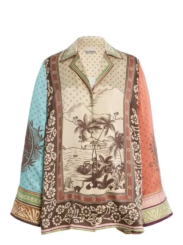ALEMAIS Alberta Silk Satin Shirt - Multi