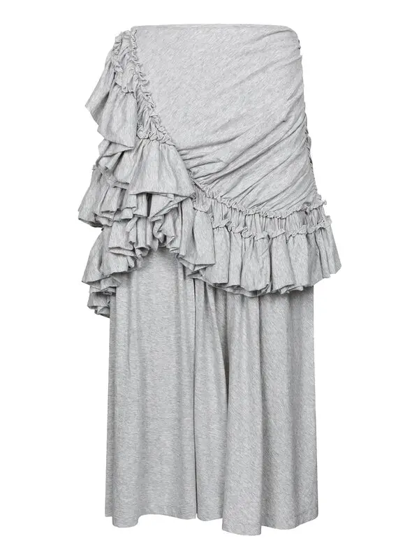 Dries Van Noten Humairah Ruffled Midi Skirt - Grey