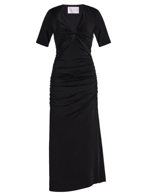 Carolina Herrera Ruched Jersey Midi Dress - Black