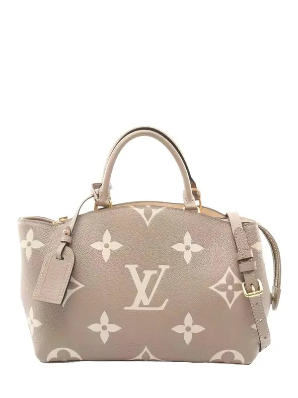 LOUIS VUITTON 2021-2026 Bicolor Monogram Empreinte Giant Petit Palais Satchel - Brown