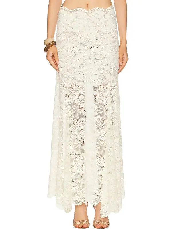 Rabanne Lace Long Skirt - Ivory